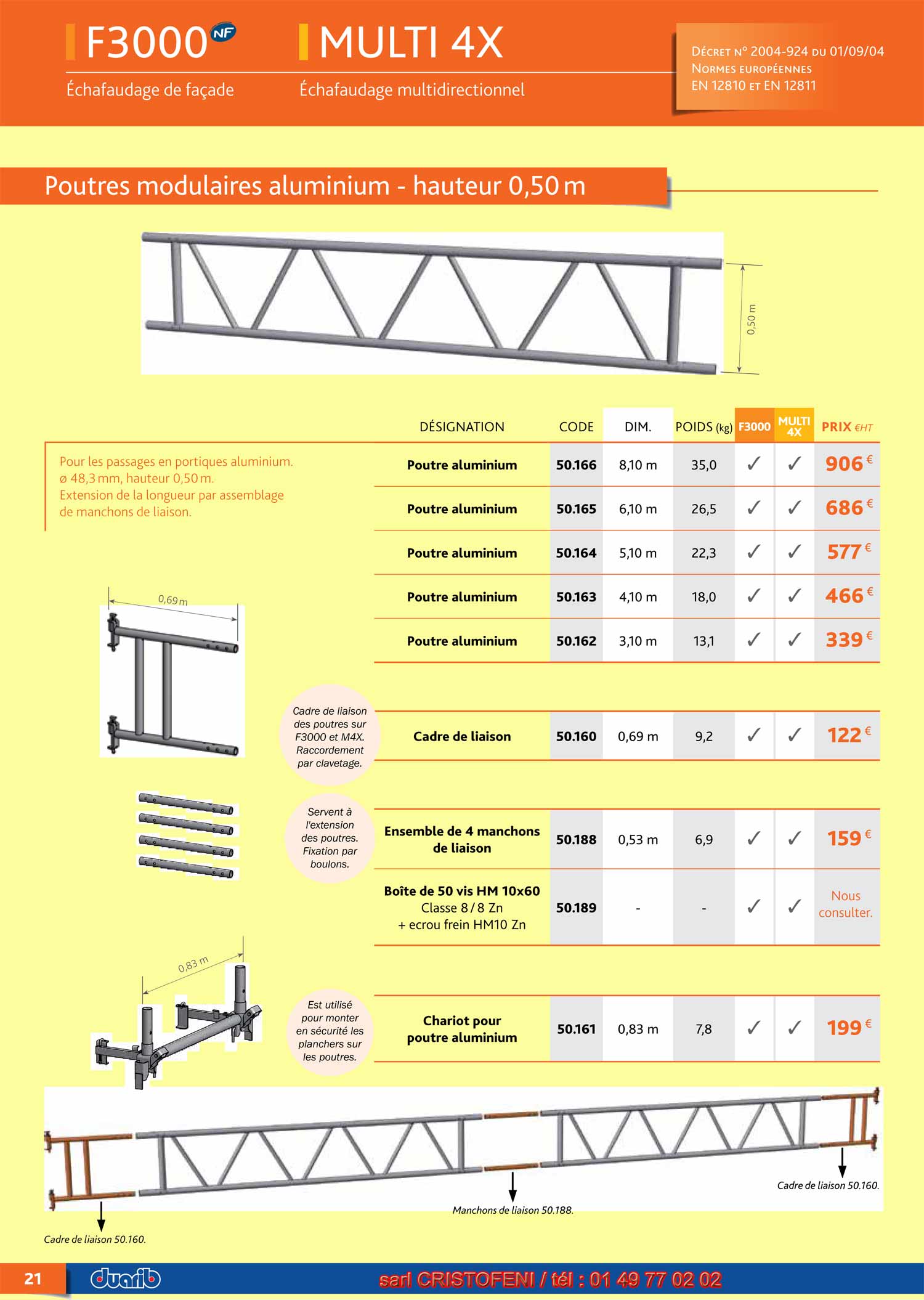 page 21 poutre modulaire aluminium de 0,50 metre et chariot pour tous ...